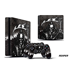 247 Skins Graphics kit Sticker Decal Compatible with PS4 PlayStation 4 SLIM and Dualshock Controllers - Reaper Black