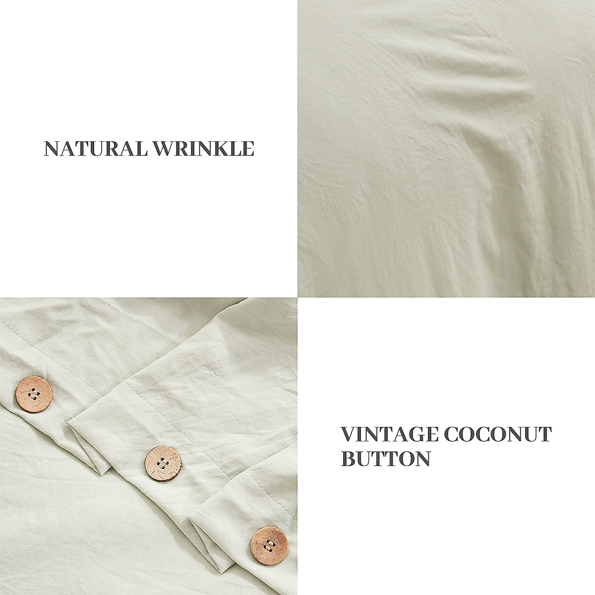 NexHome Sage Green Duvet Cover Sets Queen Size 3 Piece Double Brushed Microfiber Queen Duvet Cover with Button Closure & Corner Tie 1 Breathable and Soft Duvet Cover 90x90 inches + 2 Pillow Shams