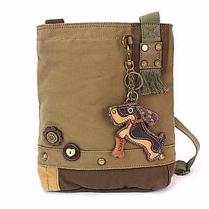 Chala Wiener Dog Patch Crossbody Bag, Olive