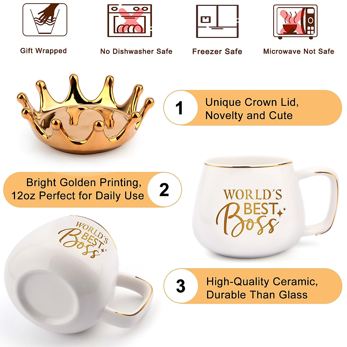 Boss Lady Gifts for Women, Boss Birthday Gifts for Her, Christmas Thank You Gifts for Boss Lady World’s Best Boss Coffee Mug, Make up Bag, Boss Appreciation Thanksgiving Gifts for Female Boss