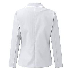 Long Blazer Jackets for Women, Cropped Blazers Women Oversized Blazers Black Leather Blazer Women's Casual Lapel Open Front Sleeve Work Office Suit Jacket Coat and White Striped (M, White-5)