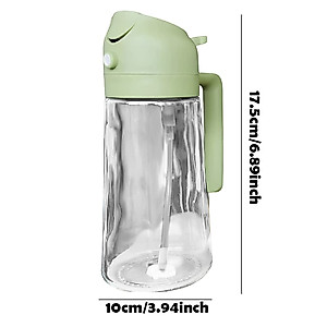 Oil Sprayer for Cooking, 450ml Glass Olive Oil Sprayer, Can Both Spray Oil and Pour Oil, Kitchen Gadgets Accessories With 1 Brush, Widely Used for Salad, Baking(fruit green)
