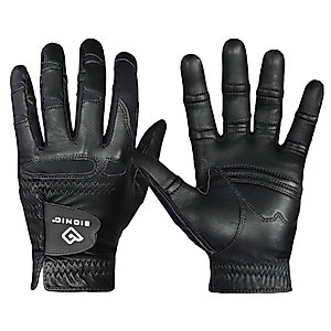 Men's StableGrip with NaturalFit 2.0 Golf Glove with Dual Expansion Thumb for Best Fit - Premium Cabretta Leather… (Black, Medium, Right)
