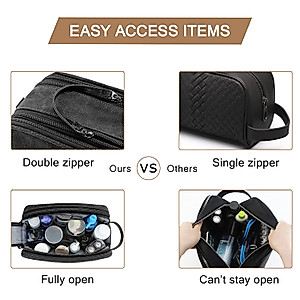 BAGSMART Toiletry Bag for Men, Canvas Travel Toiletry Organizer Dopp Kit Water-resistant Shaving Bag for Toiletries Accessories,Black-Medium