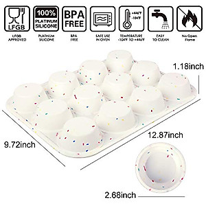 SHEbaking Silicone Muffin Pan Regular 12 Cups Muffin Tin for Muffin and Cupcakes, Non-stick Bakeware Durable Baking Mold Cupcake Molds BPA Free.