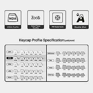 Akko Keycaps Set, WOB Building Blocks with MDA Profile Double-Shot Keycap, 282 Keys with 4 Different Groups of Novelty Keys for ISO-UK & ANSI Layout, Compatible with Major-Sizes Mechanical Keyboards