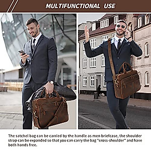 Jack&Chris Leather Briefcase for Men,Retro Business Travel Messenger Bag,Large 15.6 Laptop Work Bag