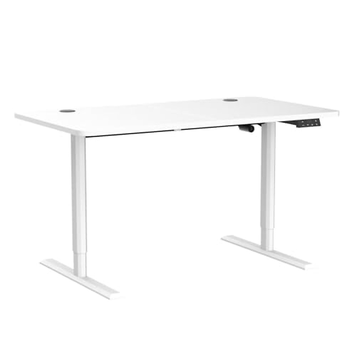 JUMMICO Standing Desk Electric Adjustable Desk Large 55 x 24 Sit Stand Up Desk Home Office Computer Desk Memory Preset with T-Shaped Metal Bracket and Holes for Routing Cables, White