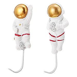2pcs Umbrella Holder Wall Hooks Decorative Wall Mounted Coat Hooks Key Rack Astronaut Wall Sculptures Home Decor Key Hook Decorative Hooks Kids Bathroom Accessories Decorative Wall Hooks
