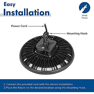 Hyperikon UFO LED High Bay Light 150W (600 Watt Replacement), Shop and Warehouse Area Lighting, DLC, 2 Pack