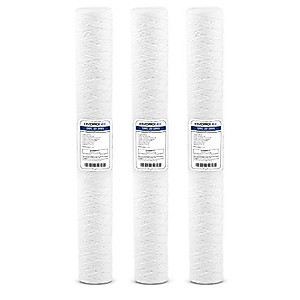 Hydronix HX-SWC-25-2005/3 Universal NSF String Wound Sediment Water Filter Cartridge 2.5" x 20"-5 Micron-3 Pack, White