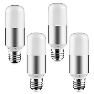 Lxcom Lighting 9W LED Light Bulb E26/E27 Base(4 Pack)- T10 Corn LED Candle Bulbs Daylight White 6000K 800lm Ultra Bright 80W Incandescent Equivalent 360 Degree Beam Angle,AC85V-265V(Silver)