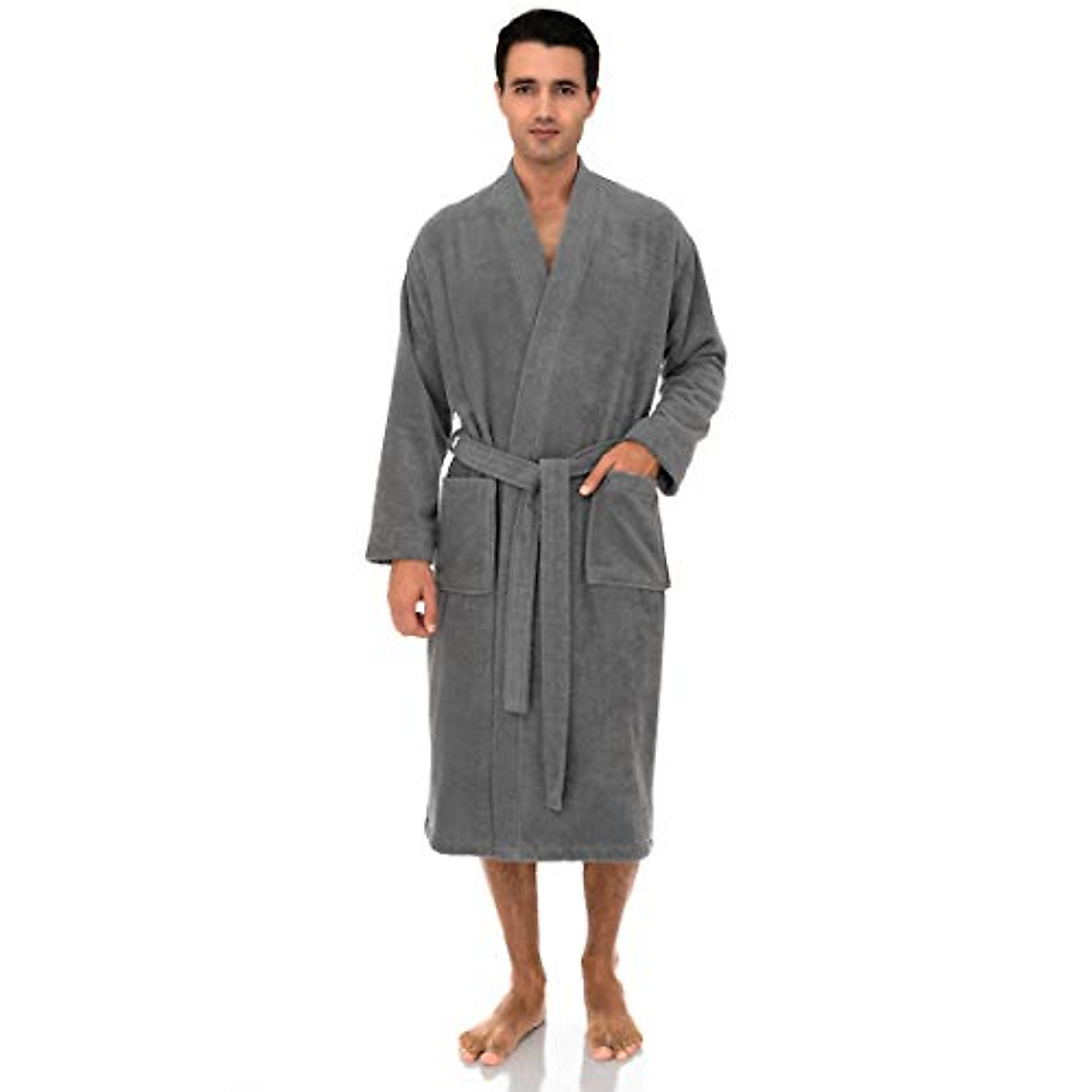 TowelSelections Mens Robe, 100% Cotton Terry Cloth Bathrobe, Spa Bath Robes for Men Large/X-Large Alloy