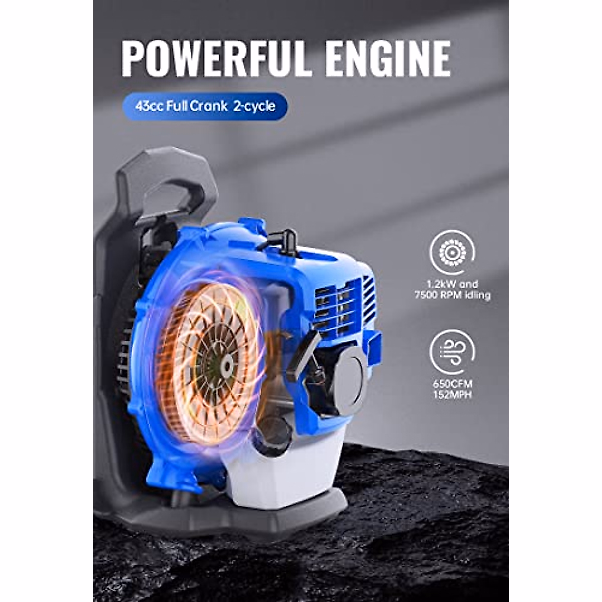 WILD BADGER POWER Leaf Blower Backpack,43cc Gas Powered Cordless 2-Cycle Engine for Lawn Care, 650CFM 152MPH Strong Air Flow for Leaf, Sand, Gravel and Snow,Light Weight 17.4 lbs