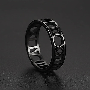 4pcs Hollow Out Roman Numeral Rings Set Stainless Steel Gold Plated Delicate Elegant Unisex Band Rings-7