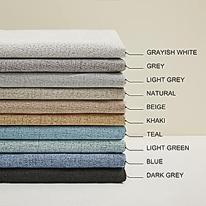 Top Finel Faux Linen 100% Blackout Heavy Curtains 84 Inches Long for Bedroom Living Room Thermal Insulated Drapes Room Darkening Rod Pocket Window Curtains, Light Grey Burlap, 2 Panels