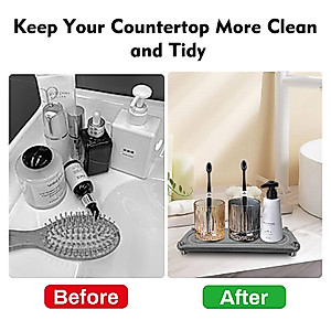 ZGWJ 2PCS Instant Dry Sink Caddy for Kitchen Sink Organizer Fast Drying Stone Sink Tray for Bathroom Diatomaceous Earth Sink Sponge Holder