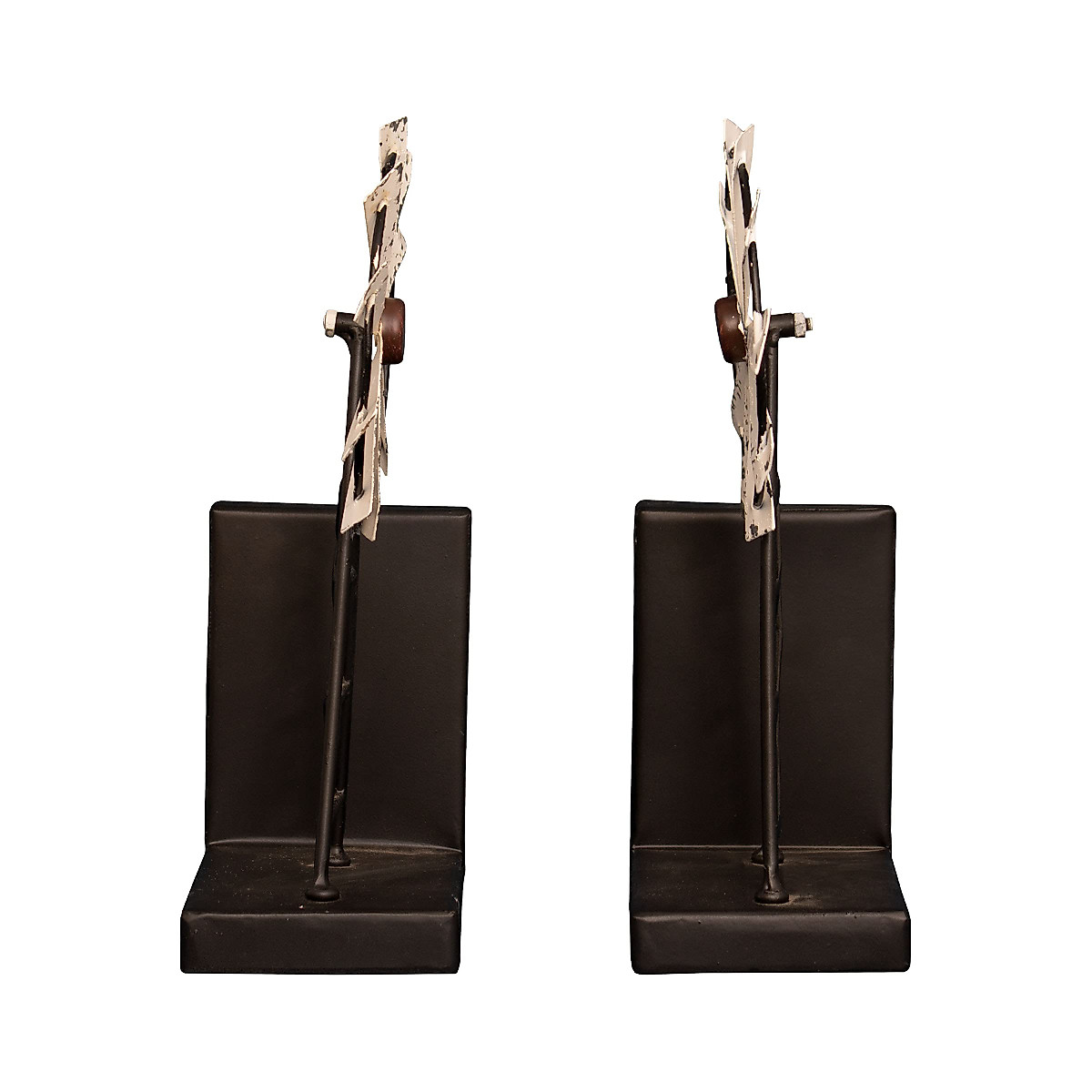 Foreside Home & Garden White Set of 2 Metal Windmill Bookends