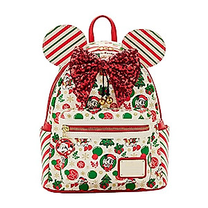 Loungefly Minnie Mouse Christmas Holiday Themed Womens Double Strap Shoulder Bag Purse