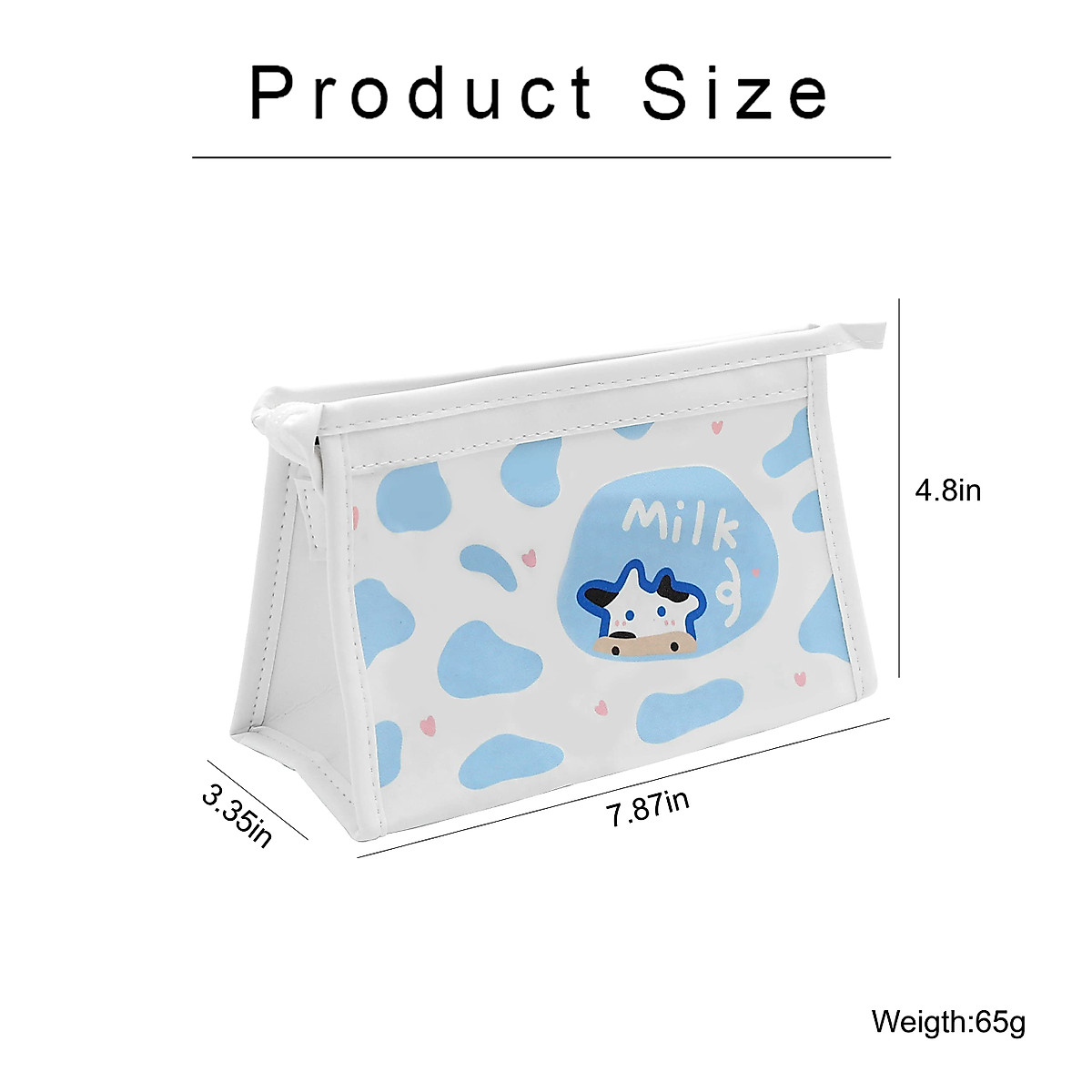 Aufruh Cow Pencil Case PU Leather Cute Cartoon Animal Pencil Pouch Blue Make Up Case Cosmetic Bag Stationary Kawaii Pencil Box