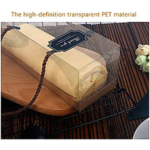 Set of 30 Rectangular portable pastry packaging box/Clear mousse Cake Box Swiss Roll Container/Sandwich Muffin Cheese Pastry Dessert Sushi Fruits Display Food Storage Holder (Gold,7.3"x2.6"x2.6")