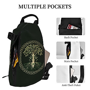 Ykklima Norse Viking Goddess Wiccan Wicca Pagan Sling Backpack Rope Crossbody Shoulder Bag for Men Women Travel Hiking Outdoor Daypack
