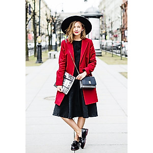 Eohak Womens Belt-Buckle-Panama-Hat Wool Womens Wide Brim Fedora Hat (S-M) Black