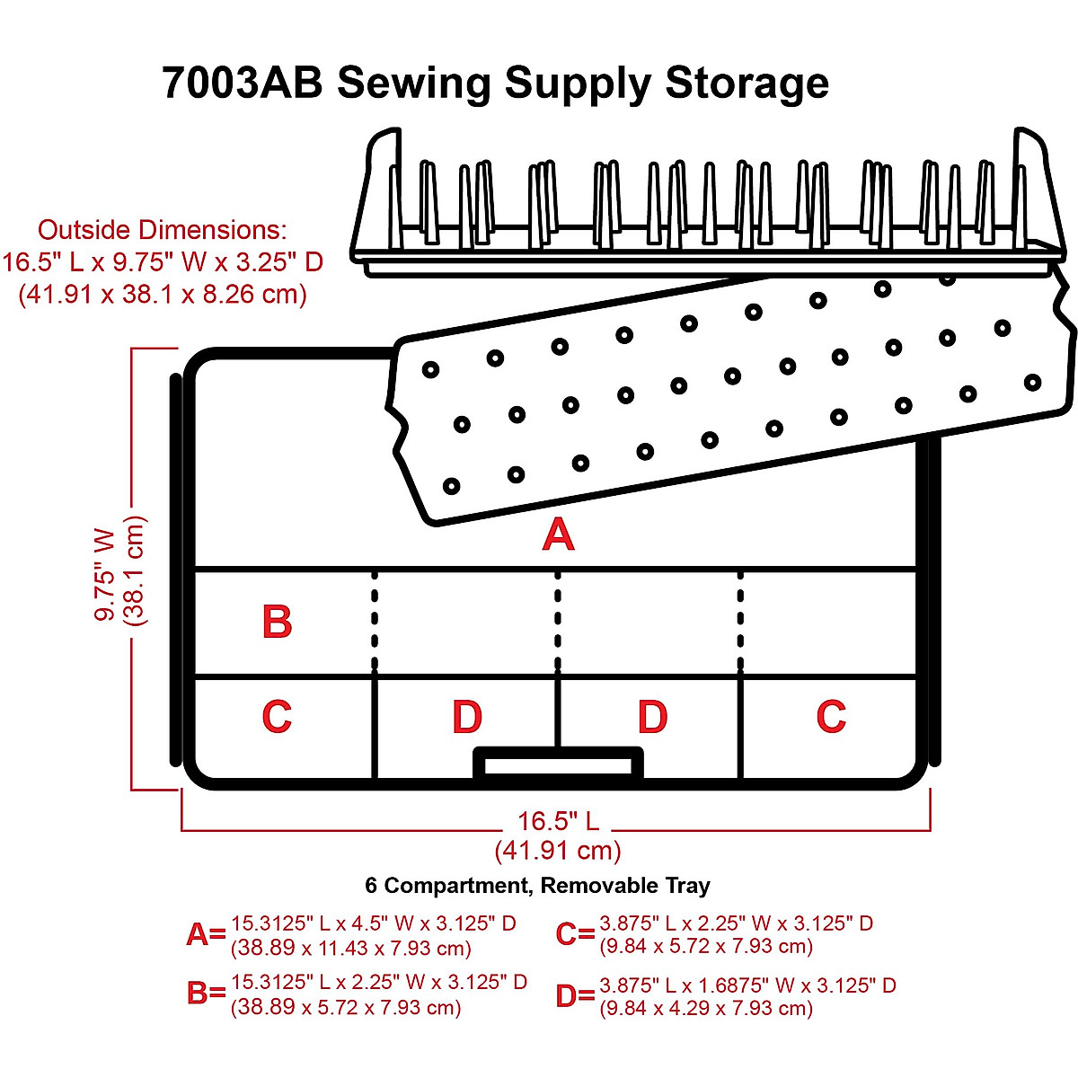 ArtBin 7003AB Sew-Lutions Sewing Supply Storage System with Lift-Out Thread Spool Tray, [1] Plastic Storage Case, Clear