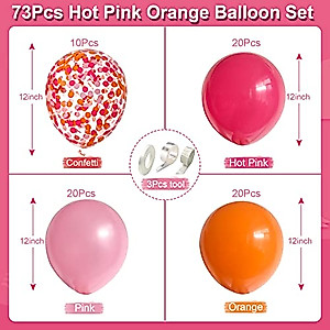 BBeiPulAs 73Pcs Hot Pink and Orange Balloon Arch 12in Pink Confetti Balloons Hot Pink Pastel Pink Orange Balloons for Kids' Party Supplies Hot Pink and Gold Decorations
