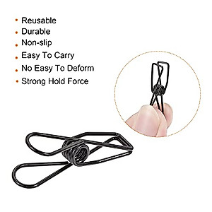 MECCANIXITY Small Metal Wire Clip 1 Inch Multi-Purpose Bag Clamp for Home Office Kitchen, Black Pack of 45