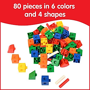 Edx Education Construction Linking Cubes - Mini Jar Set of 80 - Linking Cubes - STEM Play - Math Manipulative for Kids