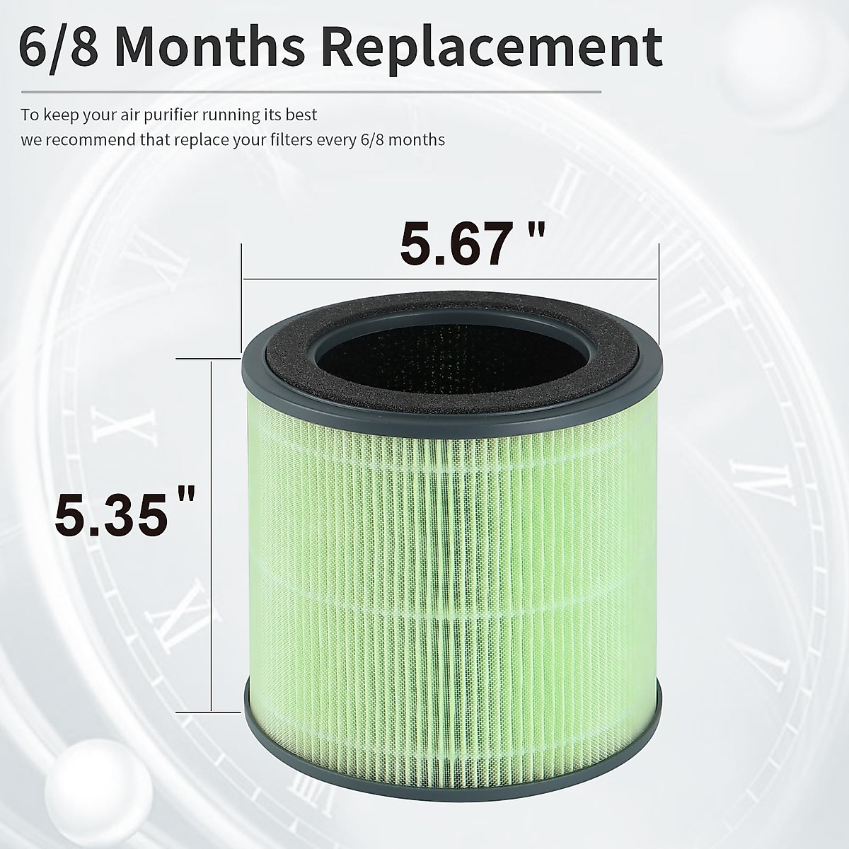 SAKEGDY True HEPA Replacement Filter, Compatible with TEC.BEAN JH50G-M Purifier/A Aromacare Purifier, part# 22902 / Homvana H201 Purifier, 3-IN-1Filtration, 2 Pack.