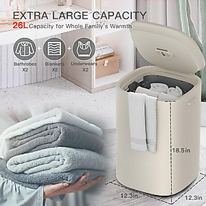 Towel Warmer Bucket, 26L Large Hot Towel Warmer with LED Display, Heat Timer 20/40/60 Min Adjustable, Up to 24 Hour Delay Timer, Fits Up to Two Oversized Towels - PJ, Bathrobe, Towel, Blue-Brown, A18