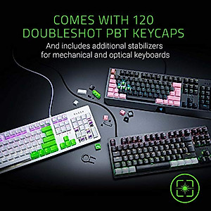 Razer Doubleshot PBT Keycap Upgrade Set for Mechanical & Optical Keyboards: Compatible with Standard 104/105 US and UK layouts - Mercury White