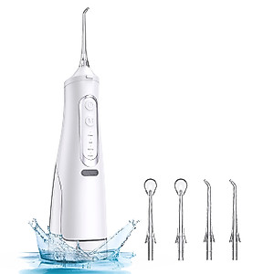 BEBEN Water Electric Flosser Picks for Teeth Cleaning, 4 Modes Water Flossers Cordless for Teeth, IPX7 Portable and Rechargeable Dental Floss and picks, 310ml Dental Oral Irrigator for Home and Travel