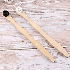 Scraper Bamboo Brush for Adults Toothbrush Oral Deep Cleaning 4pcs (White Blue )