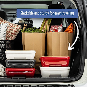 Fancy Panz Classic, Food Serving Tray, Made in the USA Foil Pan Carrier, Stackable Aluminum Pan Holders with Clear Lid, Travel Casserole Carrier With 1 Disposable Foil Pan & Serving Spoon, Denim Blue