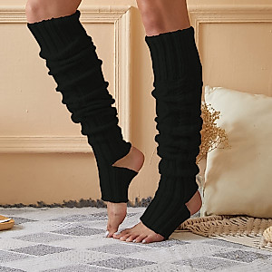 Leoparts Women's Extra Long Stirrup Leg Warmers Winter Knitted Over Knee Thigh High Footless Socks