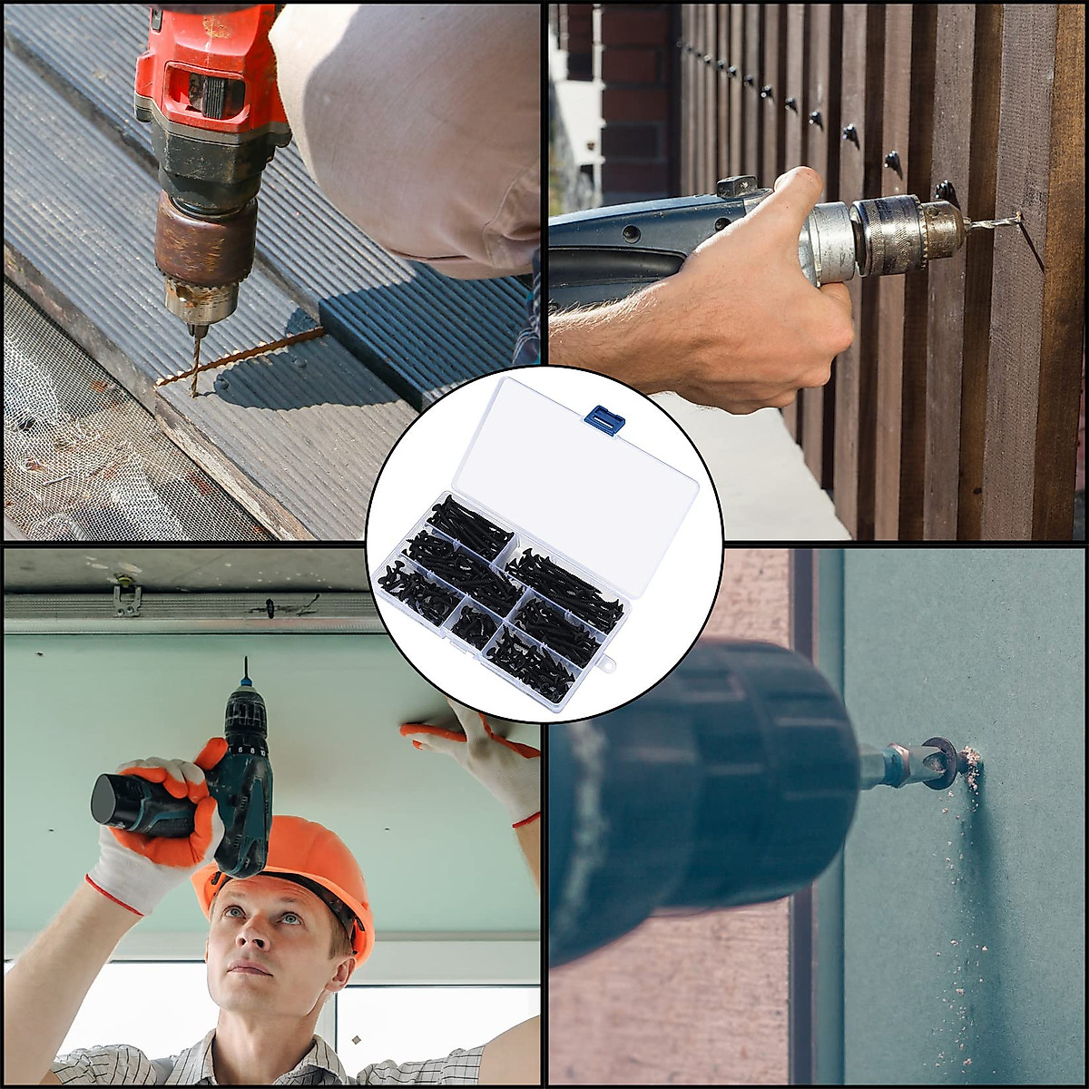 YOUYIDUN - 220 Pieces Black Wood Screws Assortment Kit, Phillips Drive Truss Head Flat Head Self-Tapping Screws, Carbon Steel Screws for Wood, M3.5 x (16/20/25/30/35/40/50) mm