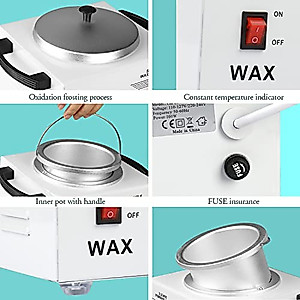 Wax Melt Warmer Professional Wax Warmer for Hair Removal Waxing Pot with 50pcs Wax Sticks, Quick Heats up Easy Read Fahrenheit, At Home Wax Heater for Wax Beans, Canned, Paraffin, or Block 16.9oz