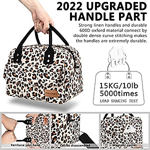 BALORAY Lunch Bag for Women Men, Insulated Lunch Box for Adults Kids, Reusable Women’s Lunch Cooler Tote Bag for Work Office School Picnic Beach (Leopard)