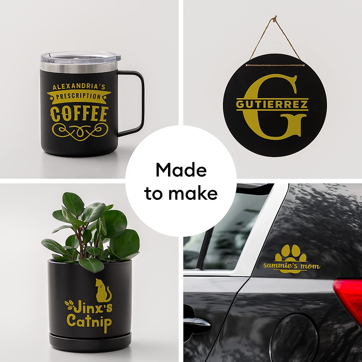 Cricut Premium Permanent Vinyl Roll (12 in x 15 ft), Weather-Resistant, Dishwasher-Safe & Fade-Proof, Compatible with Cricut Cutting Machines, Create Signs, Labels, & Personalize DIY Project, Gold