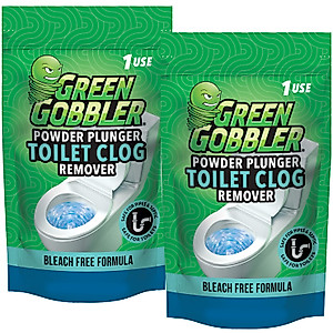 Green Gobbler POWDER PLUNGER Toilet Bowl Clog Remover - 2 Pack Net WT 16.5 oz