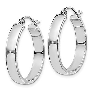 14K White Gold Round Hoop Earrings