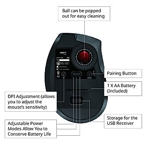 ELECOM DEFT PRO Trackball Mouse, Wired, Wireless, Bluetooth, Finger Control, Ergonomic Design, 8-Button Function, M-DPT1MRXBK & Mouse Pad FITTIO High Type Reduce Wrist Fatigue, MP-116WH