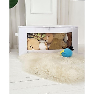 holay X-Large Storage Bins, PVC Boxes Transparent Lid Handles, Durable & Foldable, Toy Blocks Organizer for Kids Boys Girls Toddlers Playroom, 24''x12''x12'', 54L