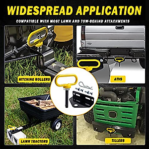 EilxMag Towing Hitch Set, Universal Heavy Duty Zero Turn Mower Trailer Hitch & Strong Neodymium Magnetic Lawn Mower Trailer Hitch Pin with 2 Bolts -1/2'' R-Clip (Combo Pack,Yellow＋Black)