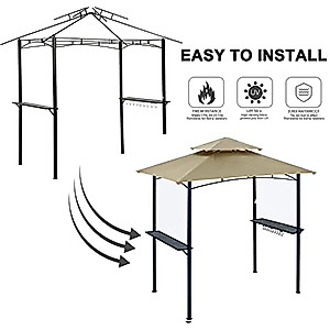 SCOCANOPY Universal Stretch Waterproof Grill Gazebo Replacement Roof for 8' x 5' Frame,Beige