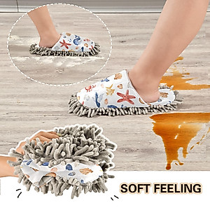 FLildon Microfiber Cleaning Slippers Cute Sea Animal Whale Washable Mop Shoes Slipper for Men/Women House Floor Dust Cleaner, Size L
