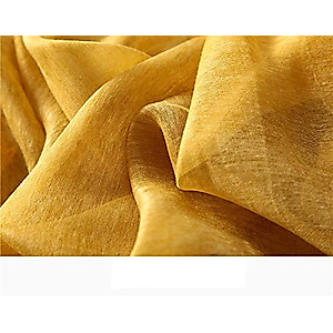 Alysee Women Soft Warm Silk&Wool Mixed Embroidered Scarf Shawl Headwrap Mustard Yellow